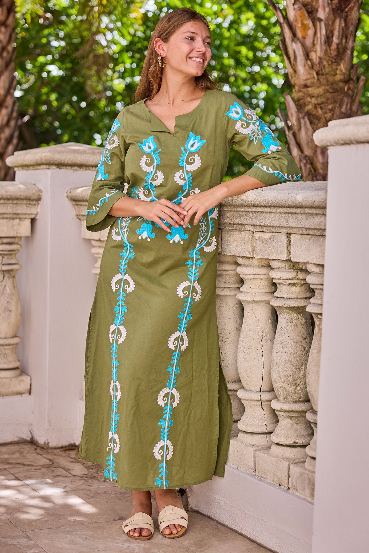 Delilah Maxi Tunic Khaki - Debbie Katz | Resort Fashion