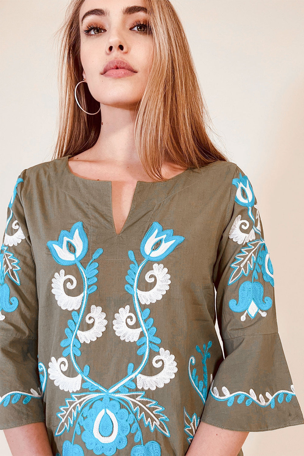 Delilah Maxi Tunic Khaki - Debbie Katz | Resort Fashion